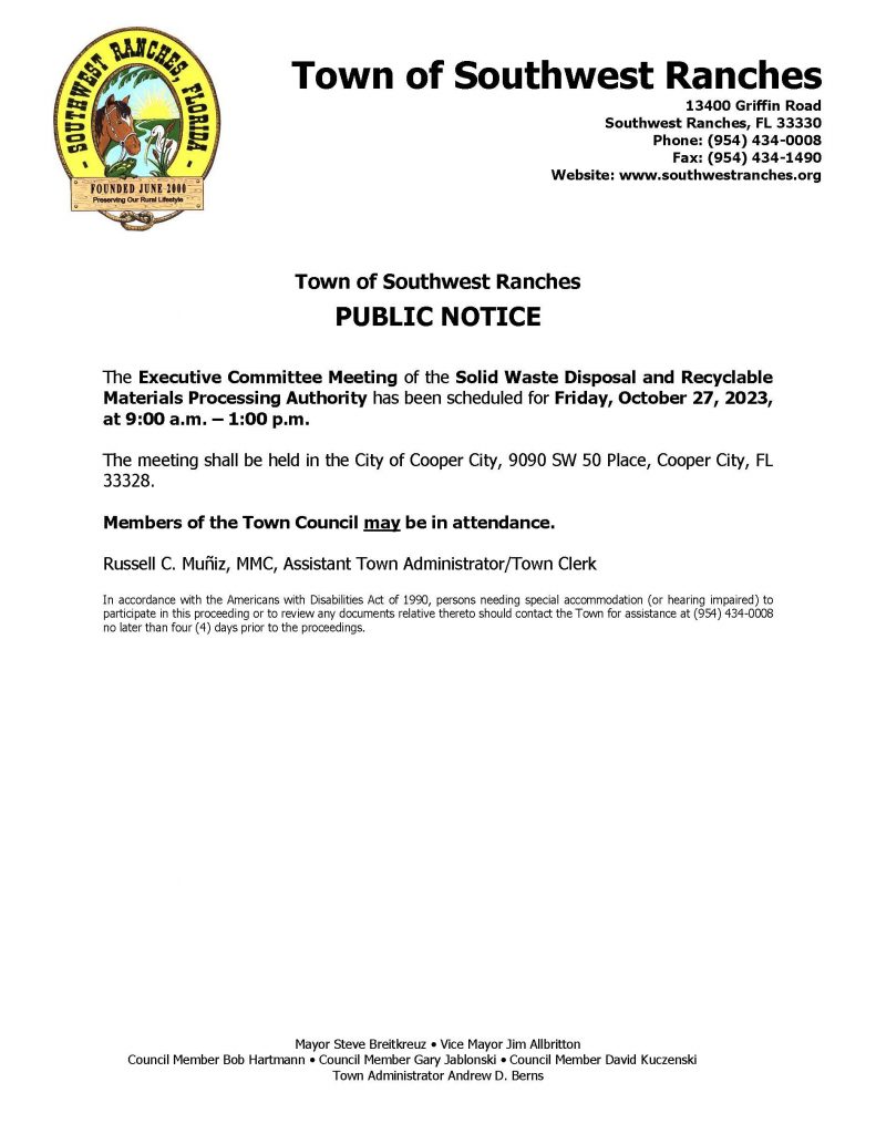 Executive Committee Meeting – Solid Waste Disposal & Recyclable ...