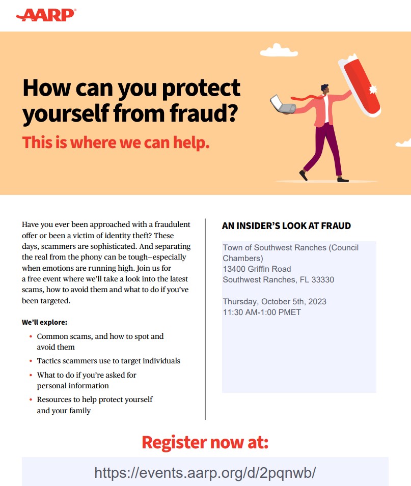 AARP – Fraud Workshop – Southwest Ranches, Florida