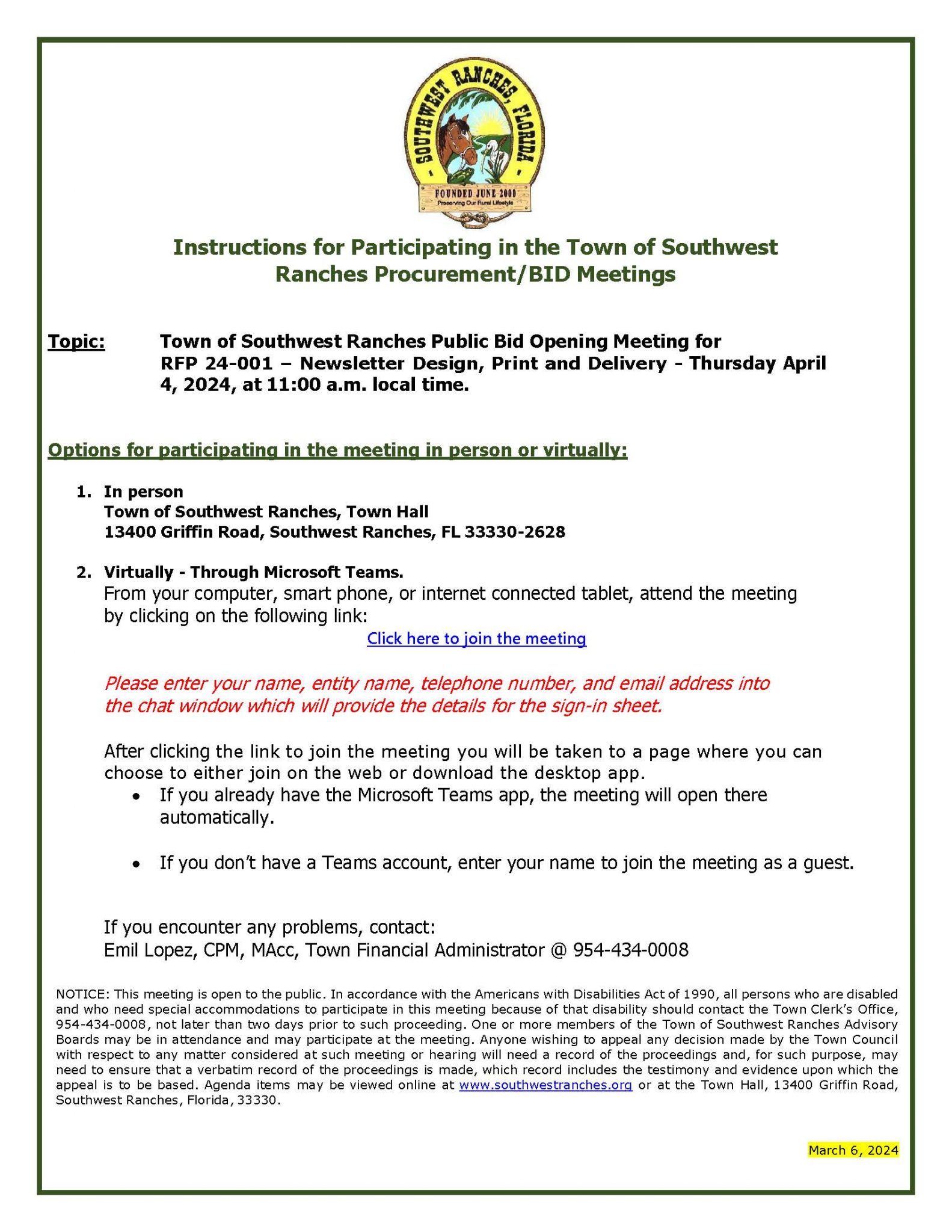 RFP 24-001 – Newsletter Design, Print and Delivery – Bid Opening ...