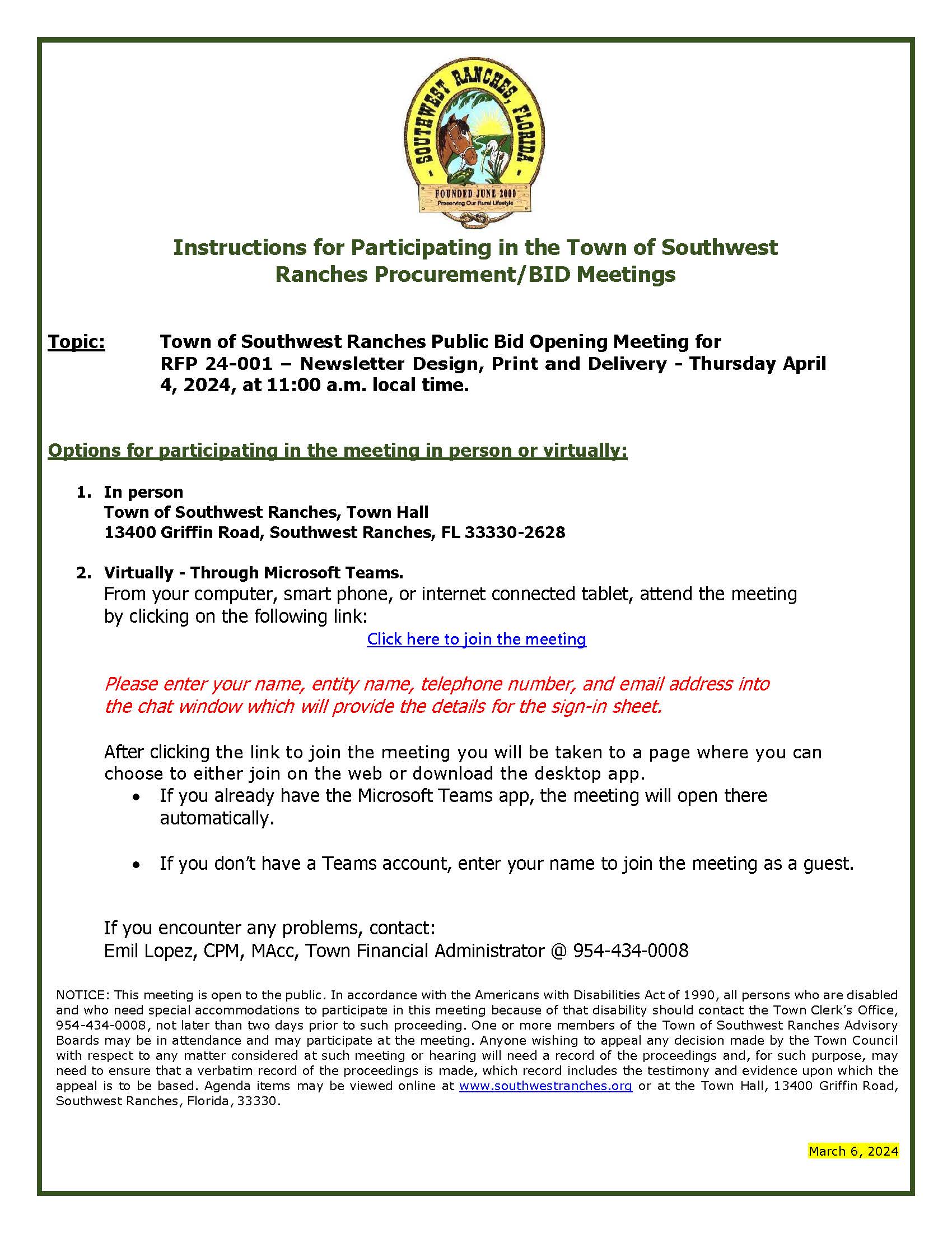 RFP 24-001 – Newsletter Design, Print and Delivery – Bid Opening ...